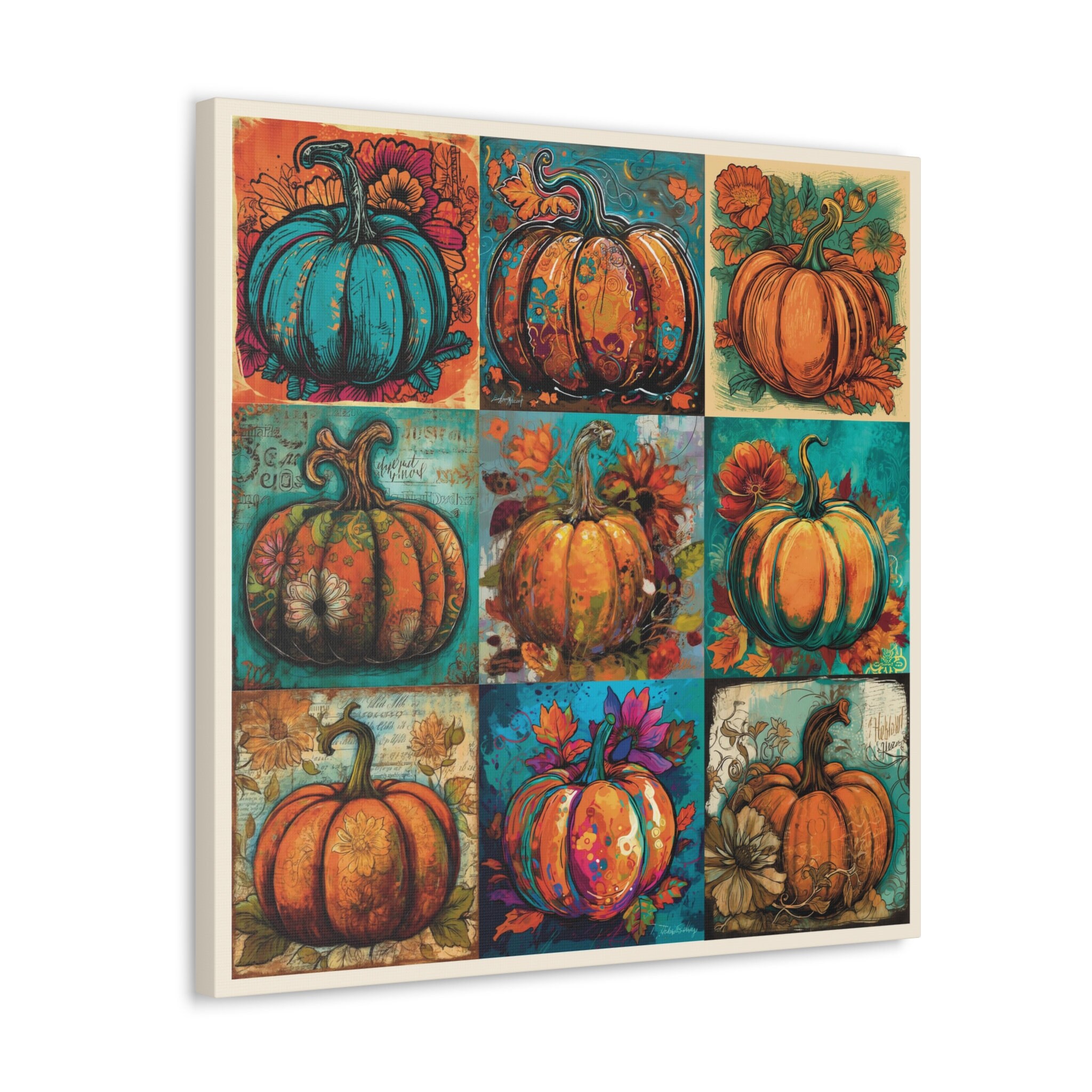 Wall Art, Vibrant Pumpkin Pop Art Wall Canvas, Home Decor, Modern Wall ...