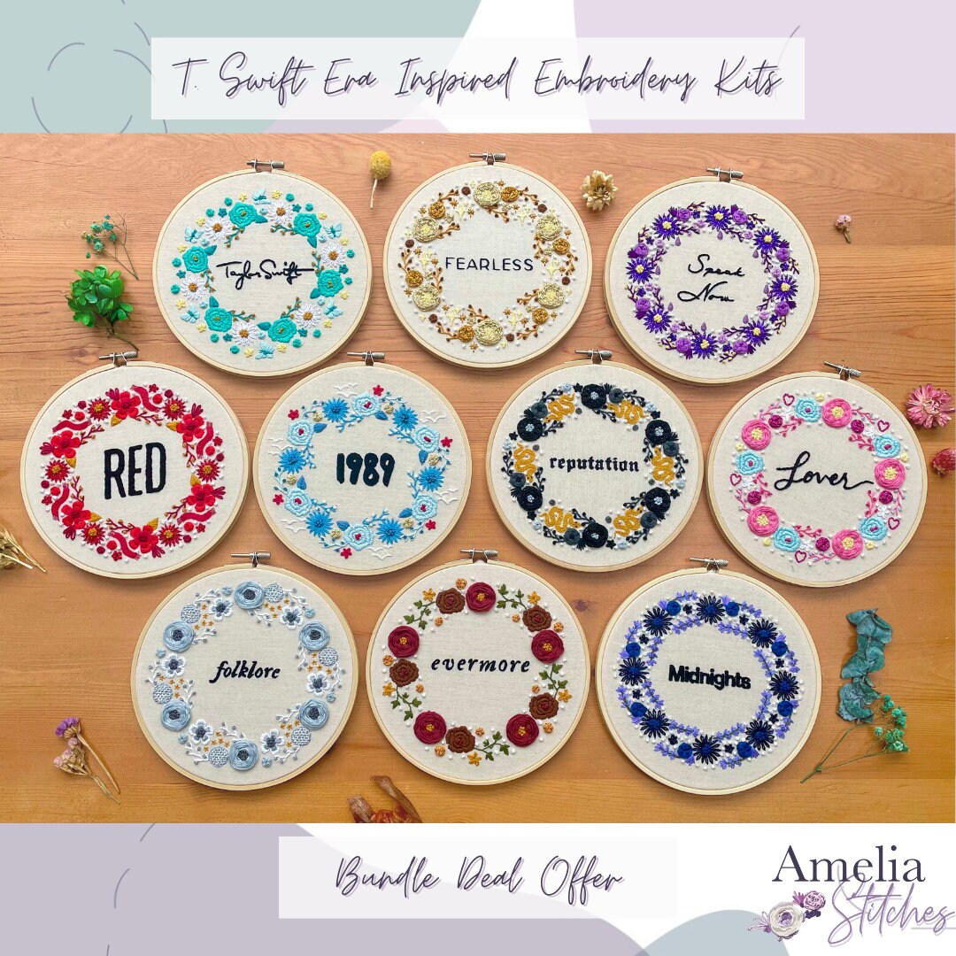 T. Swift Eras Inspired Embroidery Kits Bundle Deal Fearless, Speak Now ...