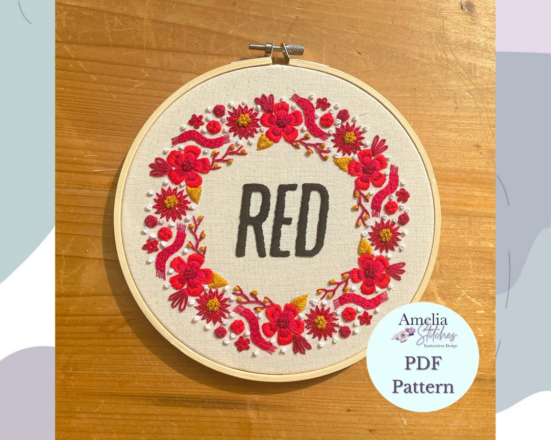 T. Swift Red Inspired PDF Embroidery Pattern by Amelia Stitches ...
