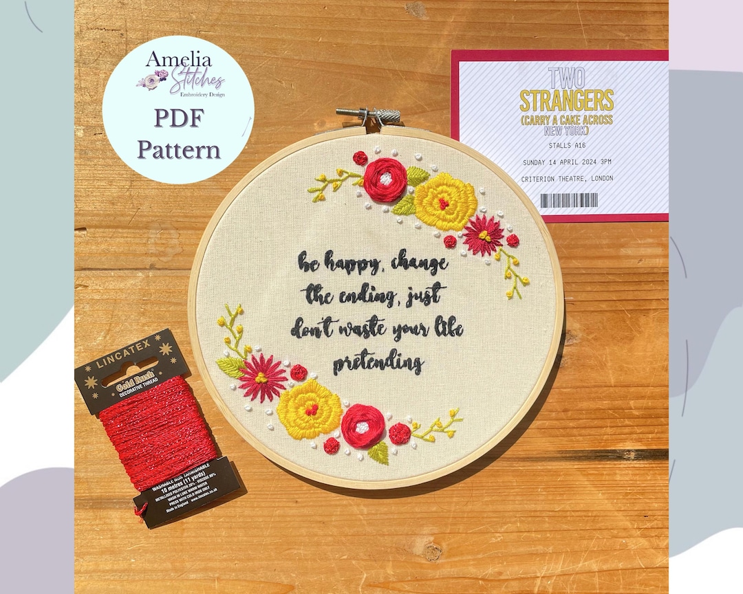 Two Strangers (carry a Cake Across New York) Inspired Embroidery PDF ...