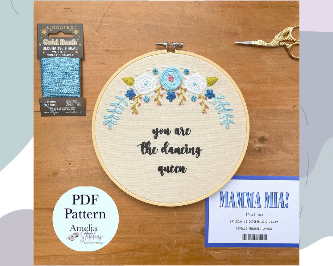Mamma Mia Inspired PDF Embroidery Pattern - "you Are the Dancing Queen ...