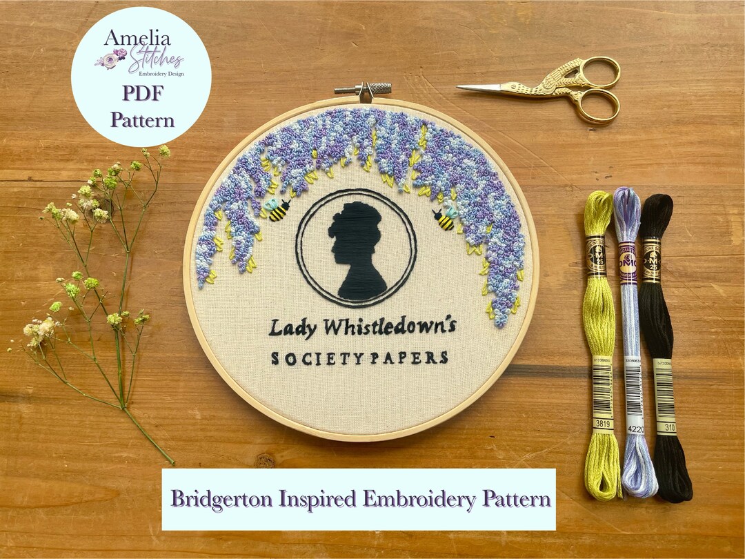 Bridgerton Inspired Embroidery PDF Pattern by Amelia Stitches - Lady ...