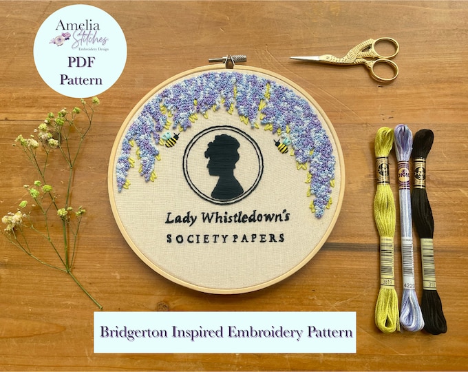 Bridgerton Inspired Embroidery PDF Pattern by Amelia Stitches Lady ...