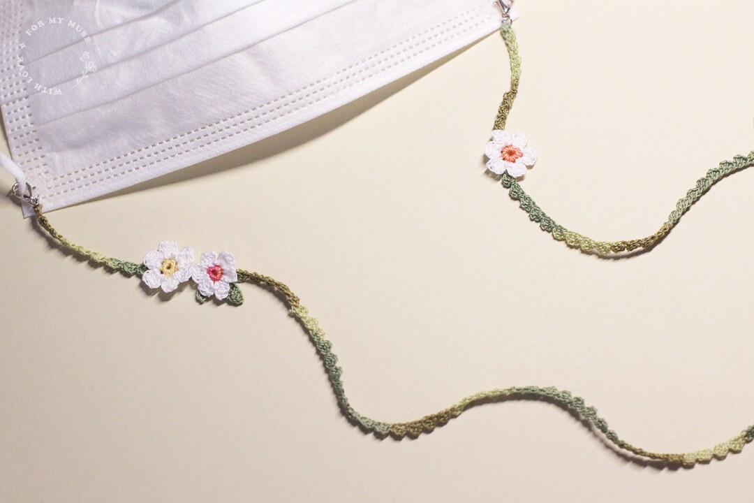 Daisy Lace Mask Lanyard || Daisy Crochet Lace Face Mask Strap Necklace ...