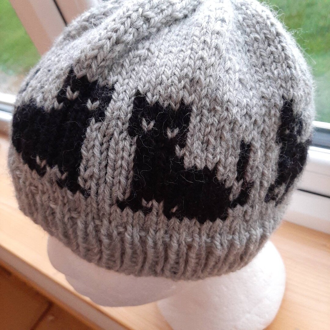 Knitted Cat Hat - Hat With Cat in Various Poses. 100% Wool. Handknitted ...