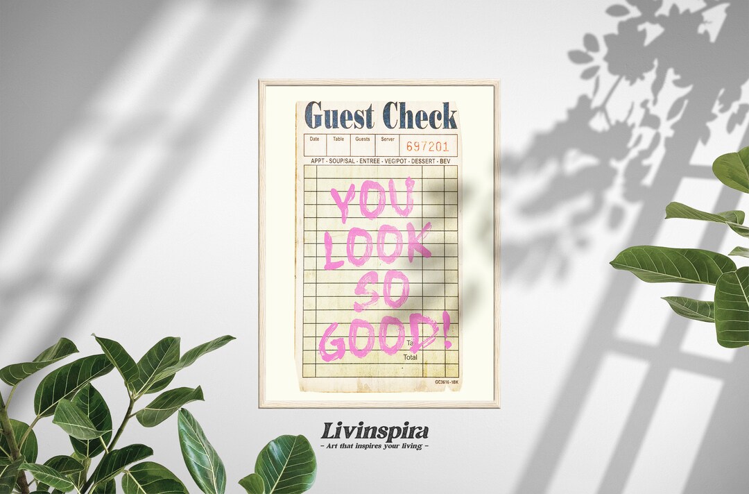 Beige Indie Aesthetic Guest Check Maximalist Home Décor Poster Frame ...