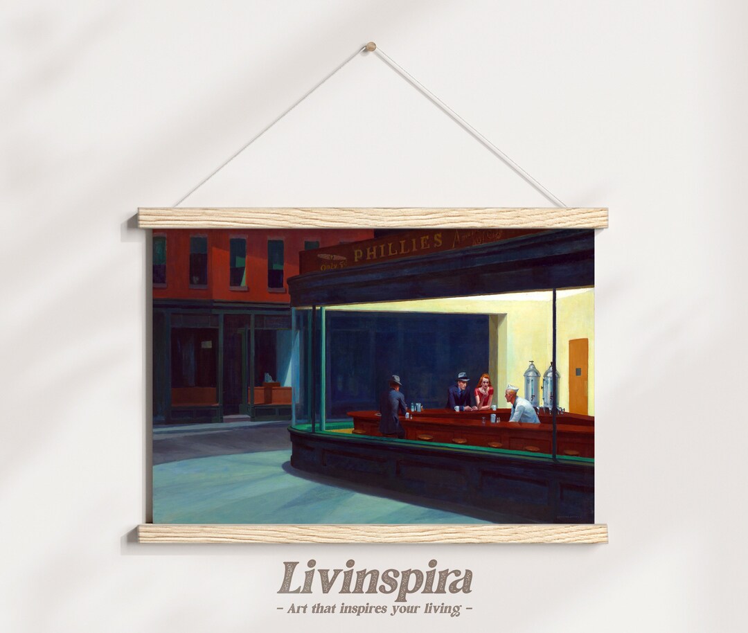 American Artist Edward Hopper - Nighthawks Iconic Diner Scene Print ...