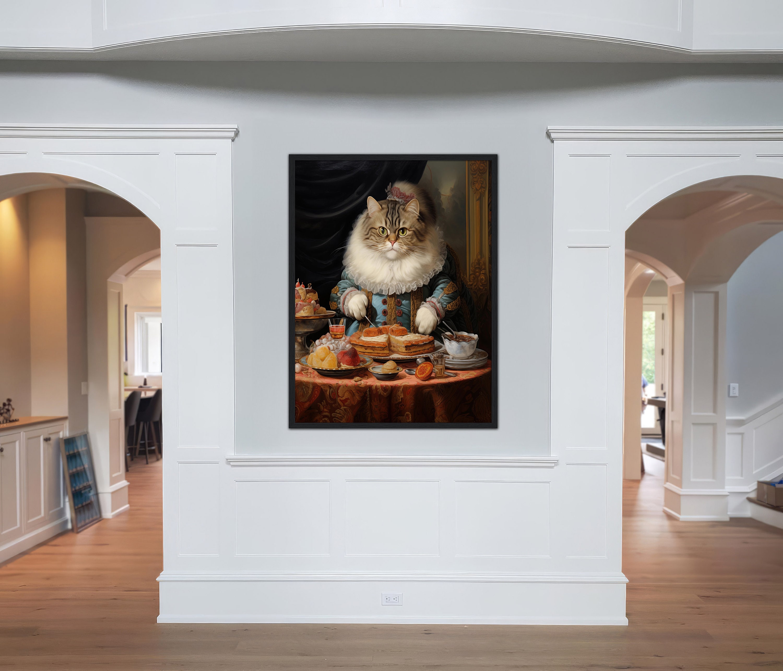 Noble Cat in Vintage Attire Print Elegant Pet Portrait for ...