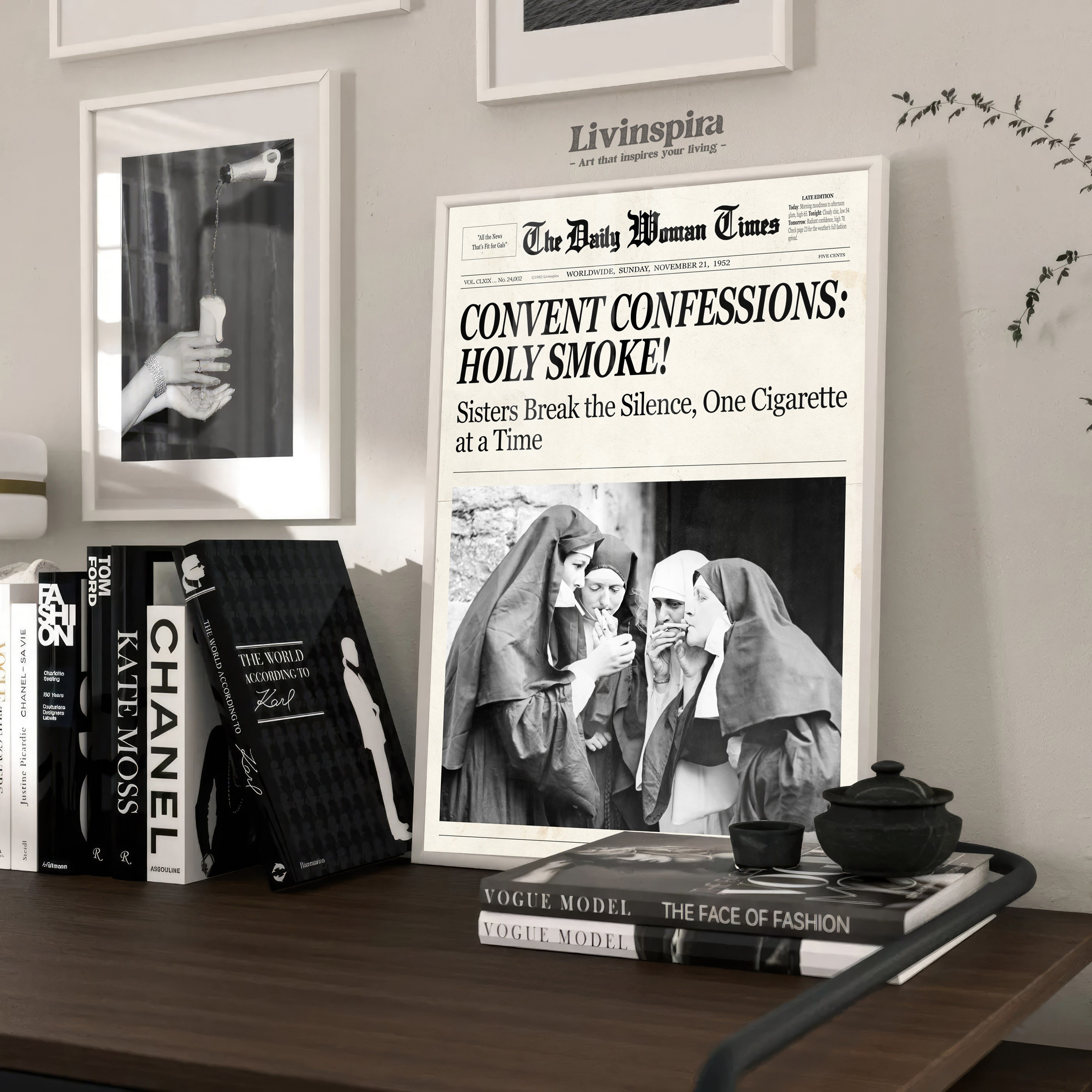 Holy Smoke Nuns Retro Newspaper Poster Vintage Convent Humor Print for ...