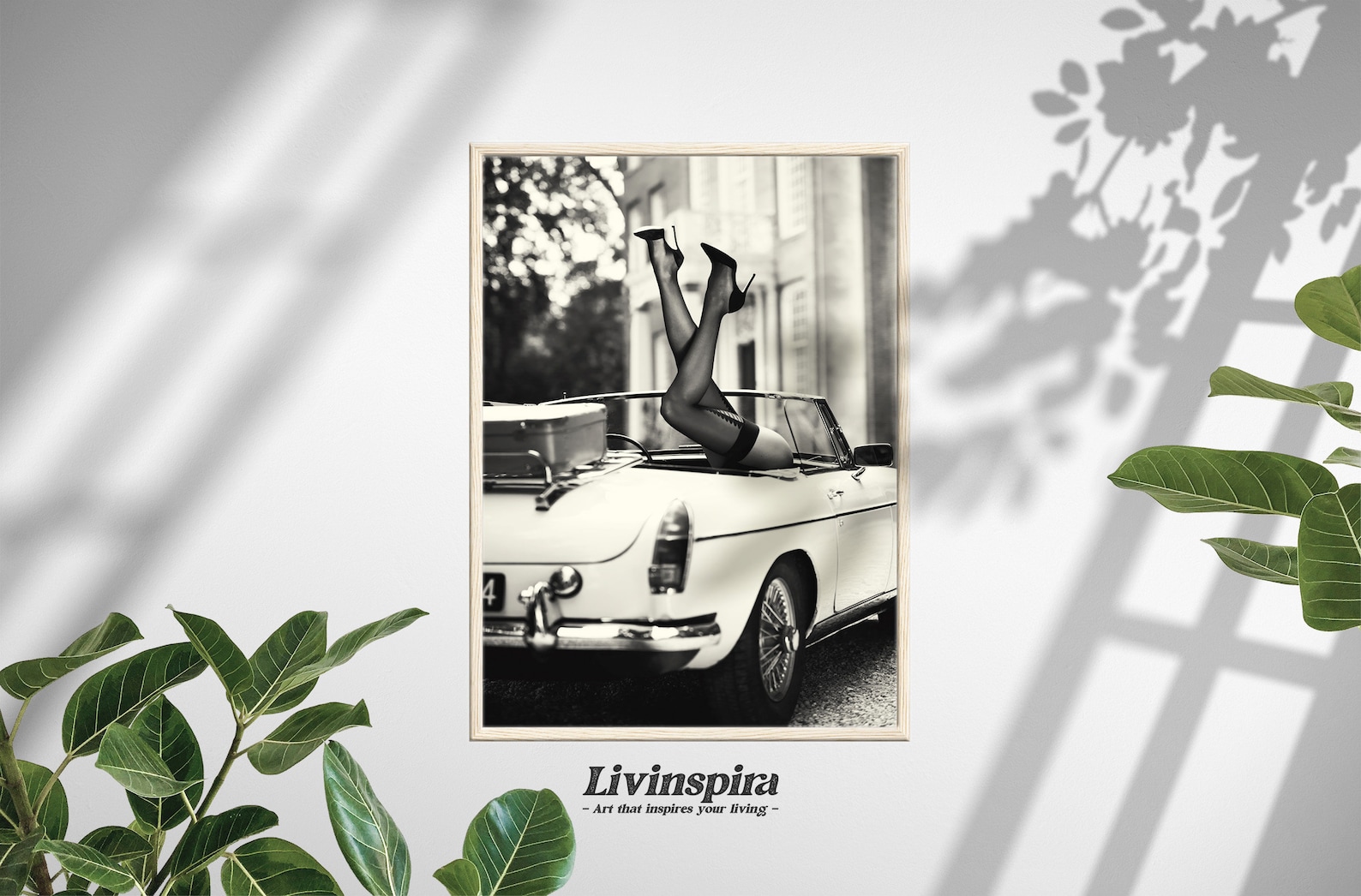 Vintage Elegance Classic Car & Heels Wall Print Frame for Living Room ...