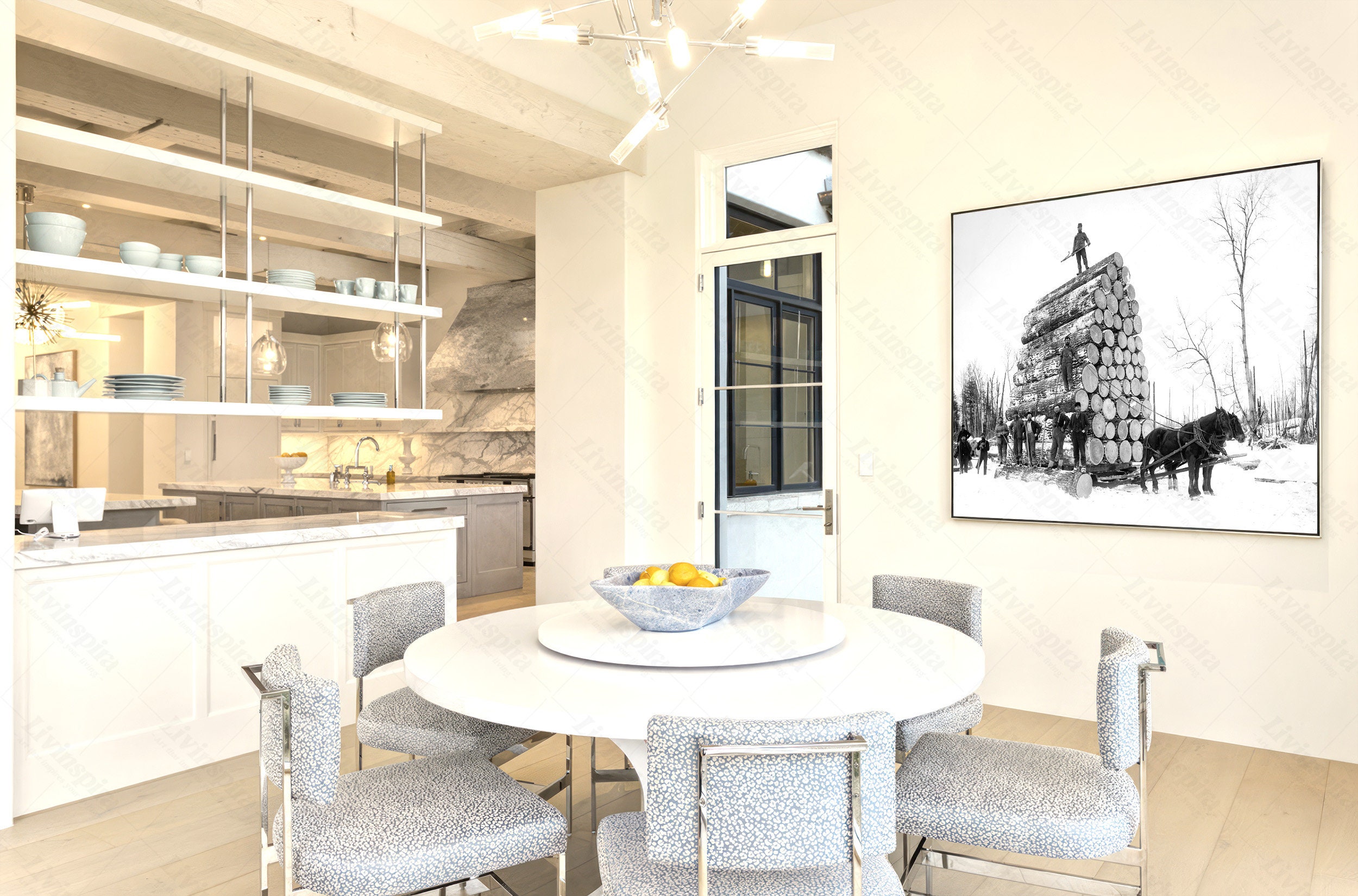 Vintage Black and White Logging in Snow Scene Historic Lumberjacks ...