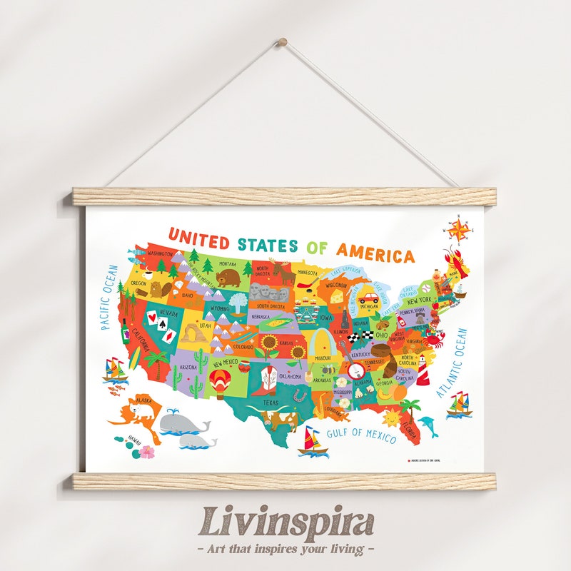 Usa Map Poster - Etsy