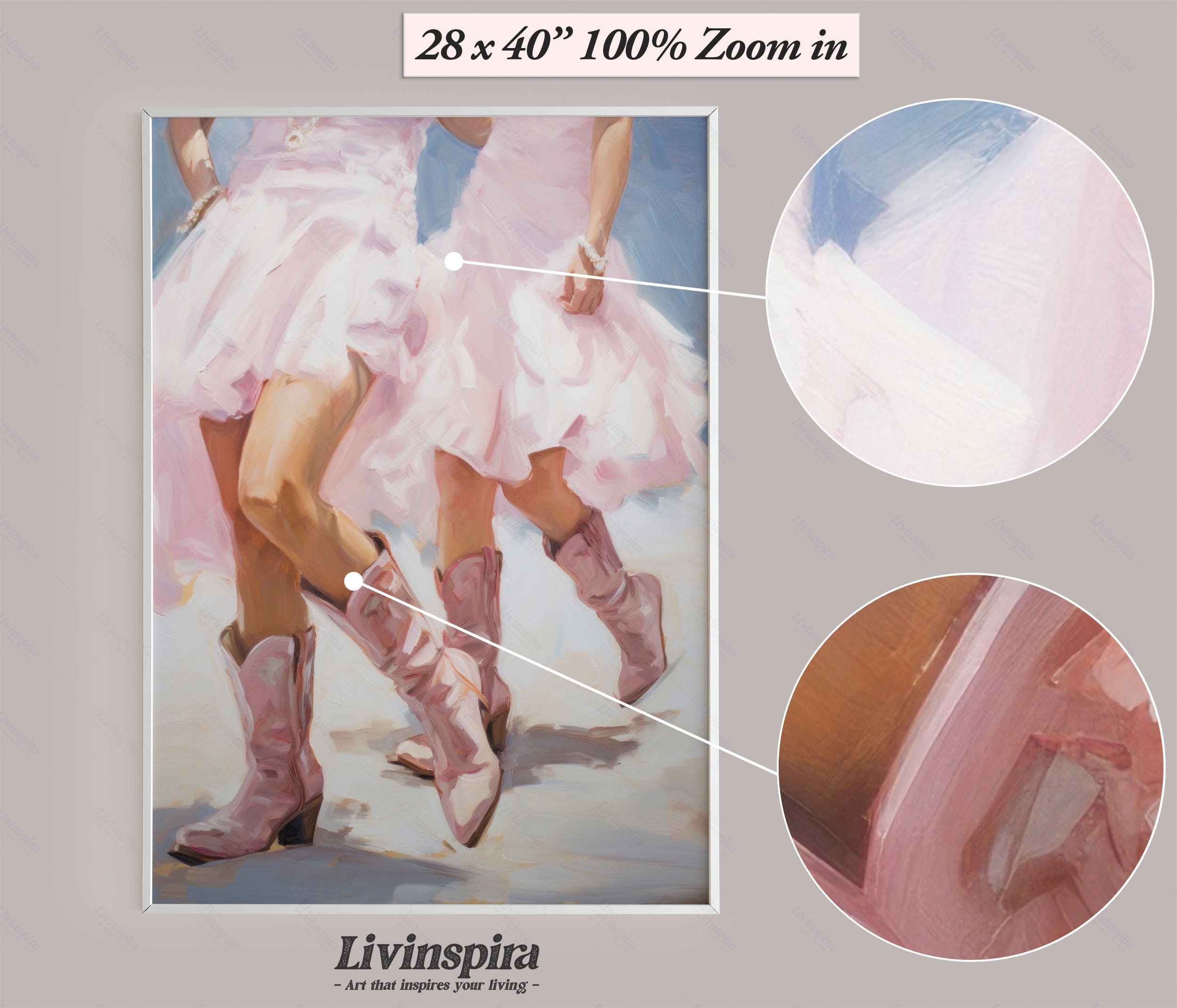 Preppy Aesthetic Women in Pink Oil Painting | Wall Art Celebrating ...