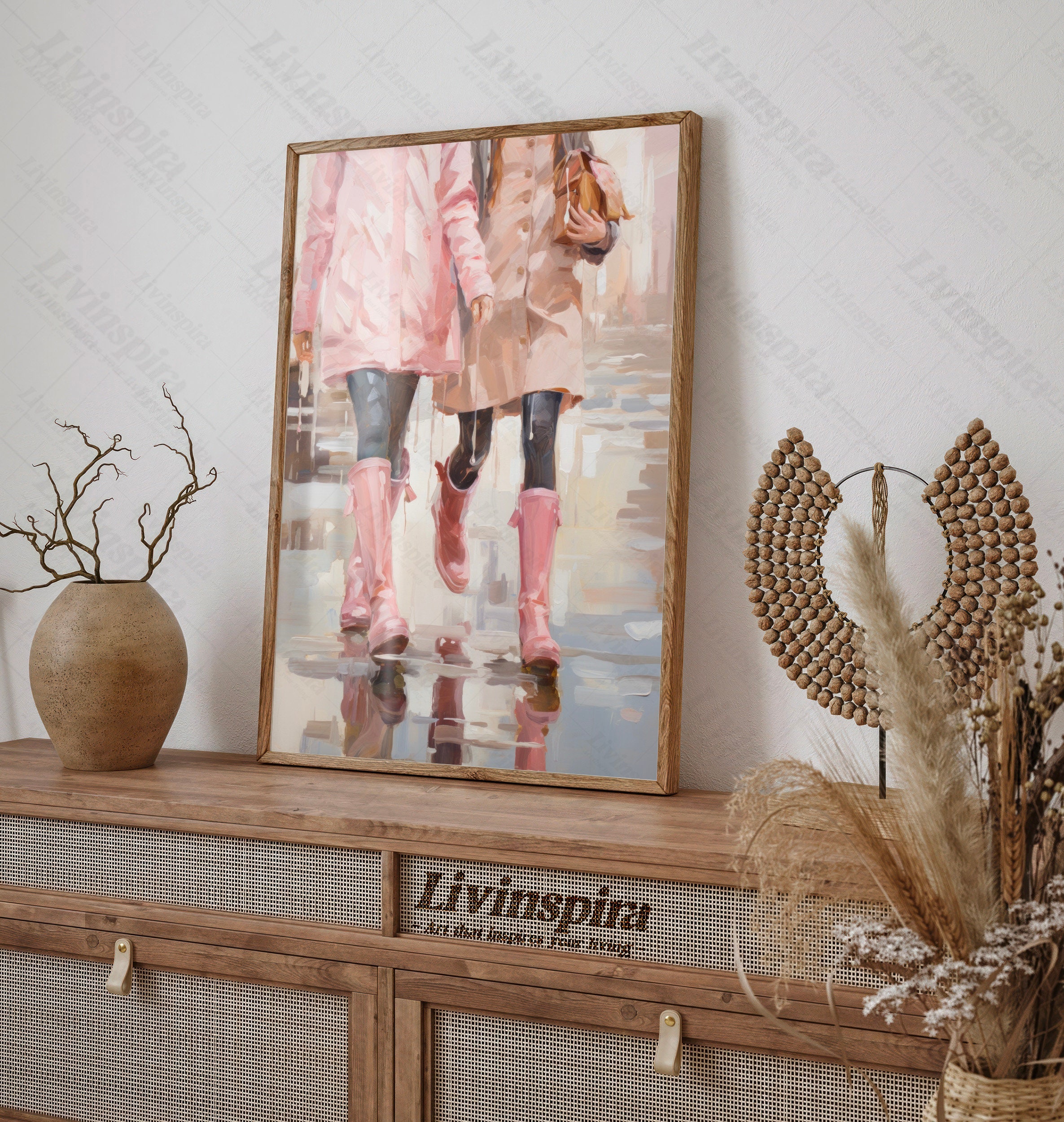 Childhood Adventures in Pink Oil Painting | Urban Rainy Exploration ...