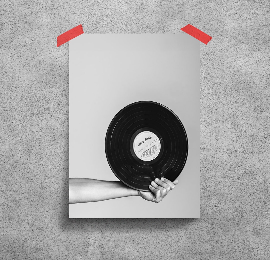 Vintage Vinyl Record Poster | Classic Love Songs Album Print for Music ...