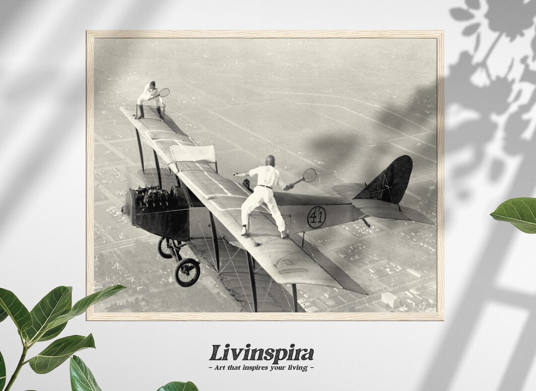 Historic Airplane Tennis Match Picture | Aerial Stunt Wall Art | Framed ...