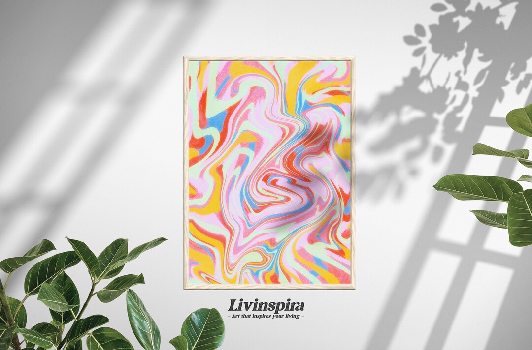 Retrowave Inspirierte Multicolor Kunst Zeitgenössische Wirbel & Wellen ...
