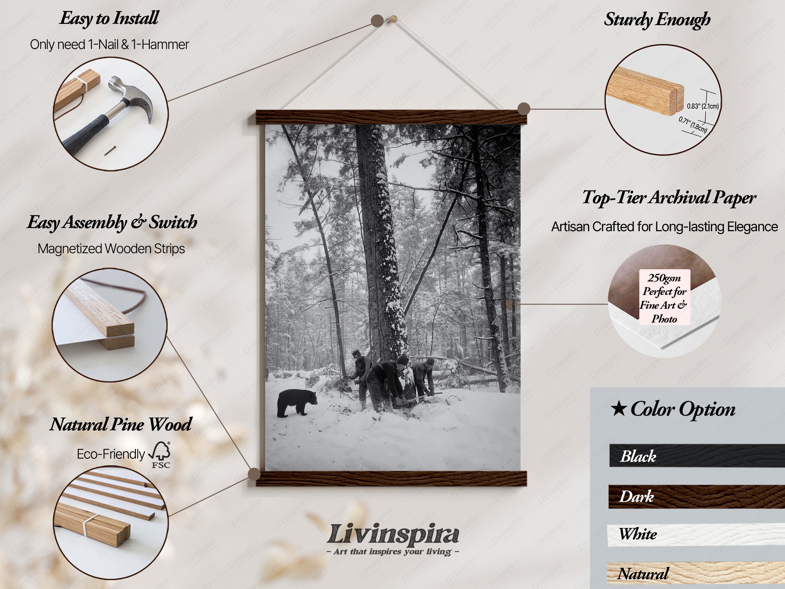 Vintage Logging Photo | Wintery Scene Historic Logging Picture | Black ...