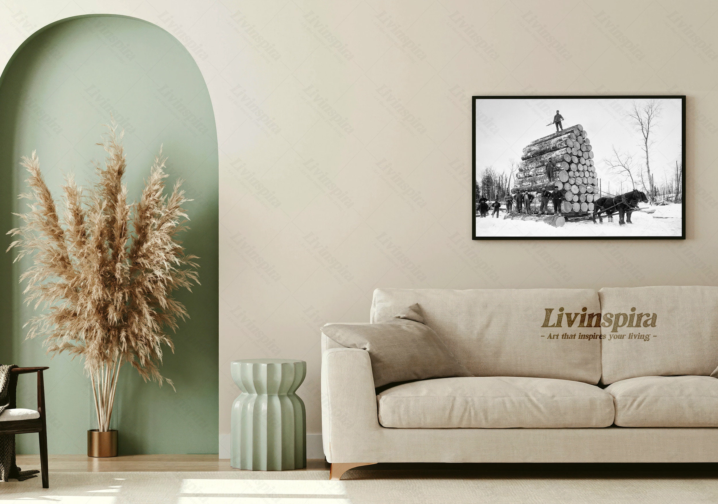 Vintage Black and White Logging in Snow Scene Historic Lumberjacks ...