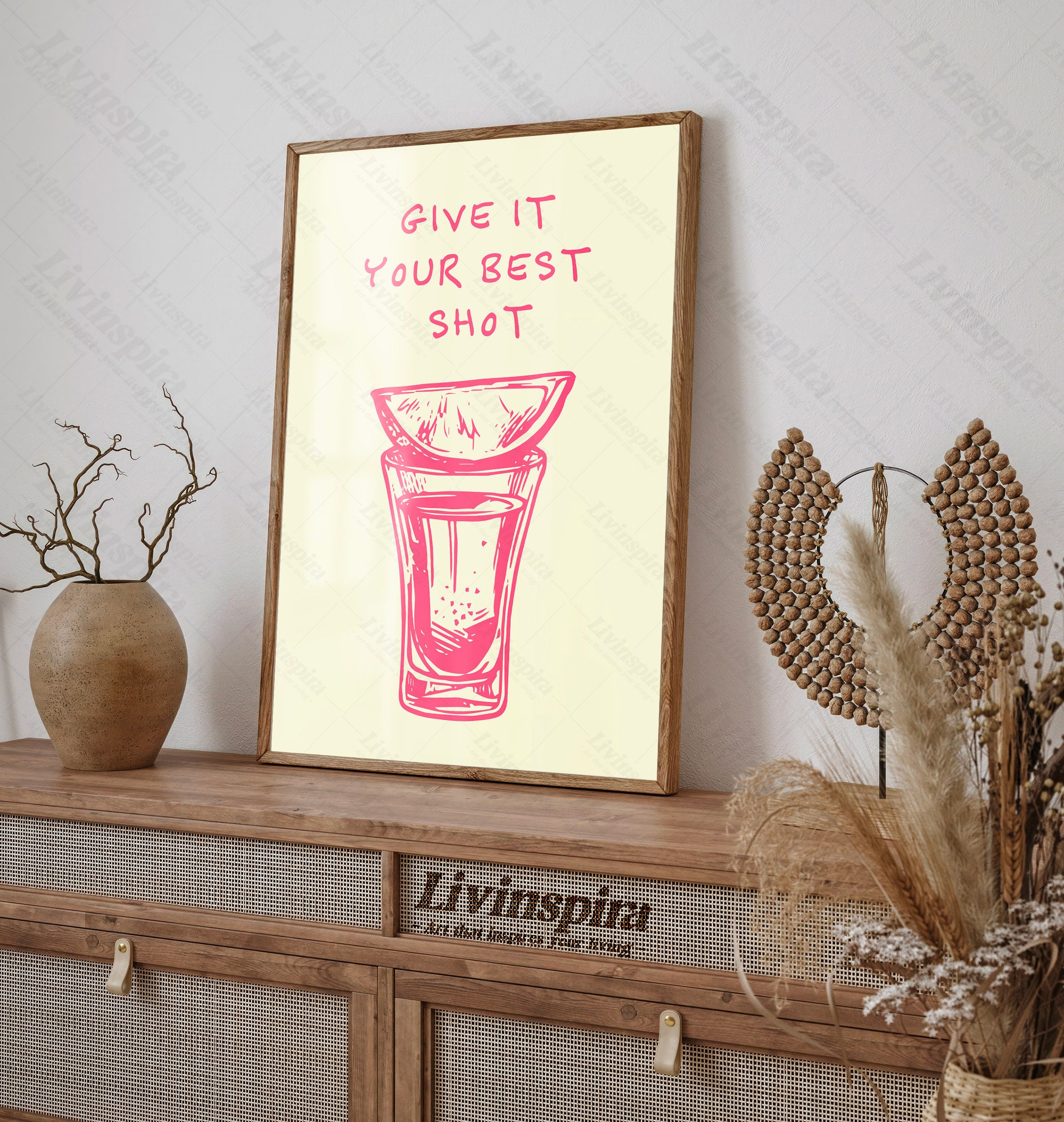 Motivational Beverage Art, Give It Your Best Shot Quote, Bold Pink N ...