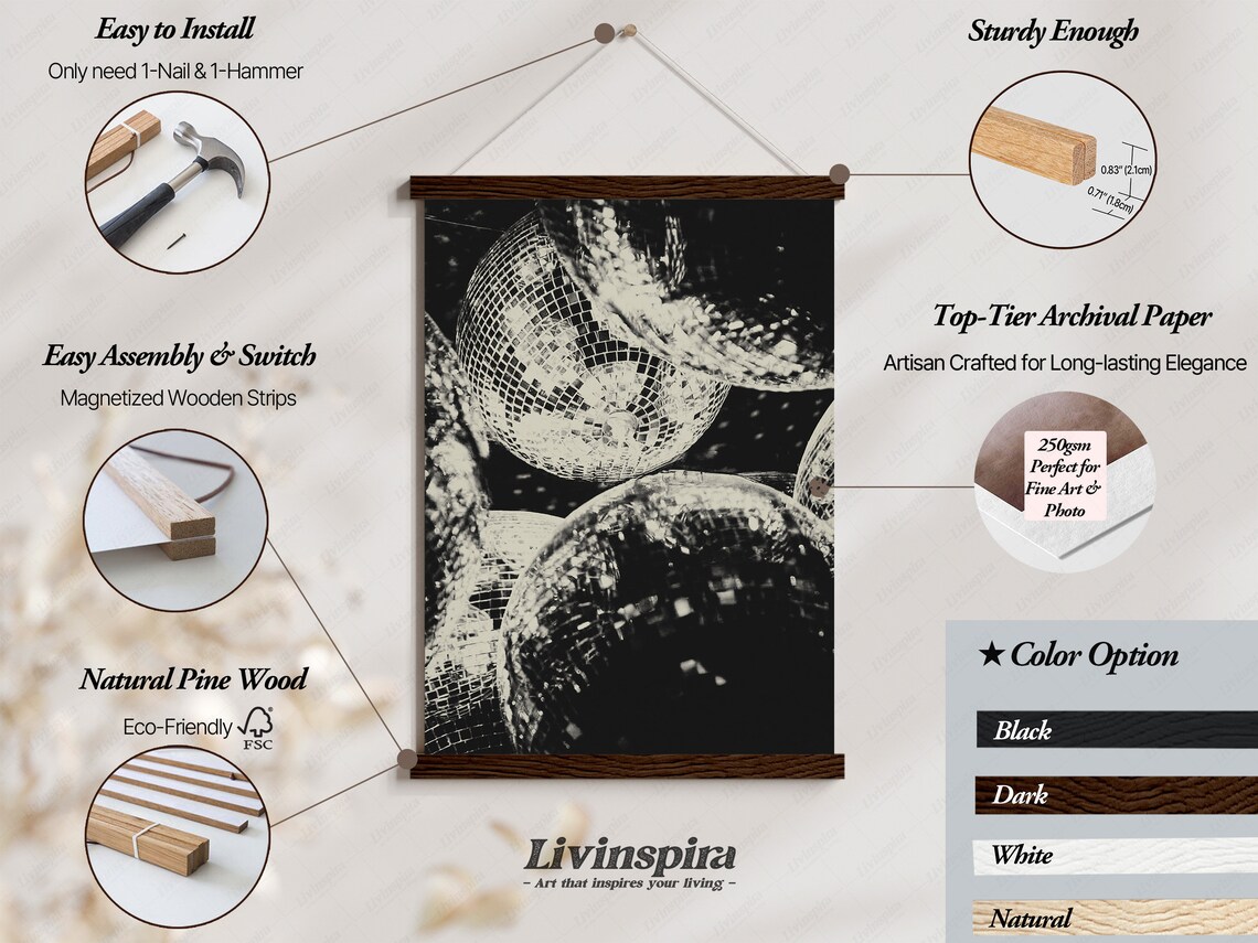 Monochrome Disco Elegance Wandposter | Black n White Dance Vibes ...