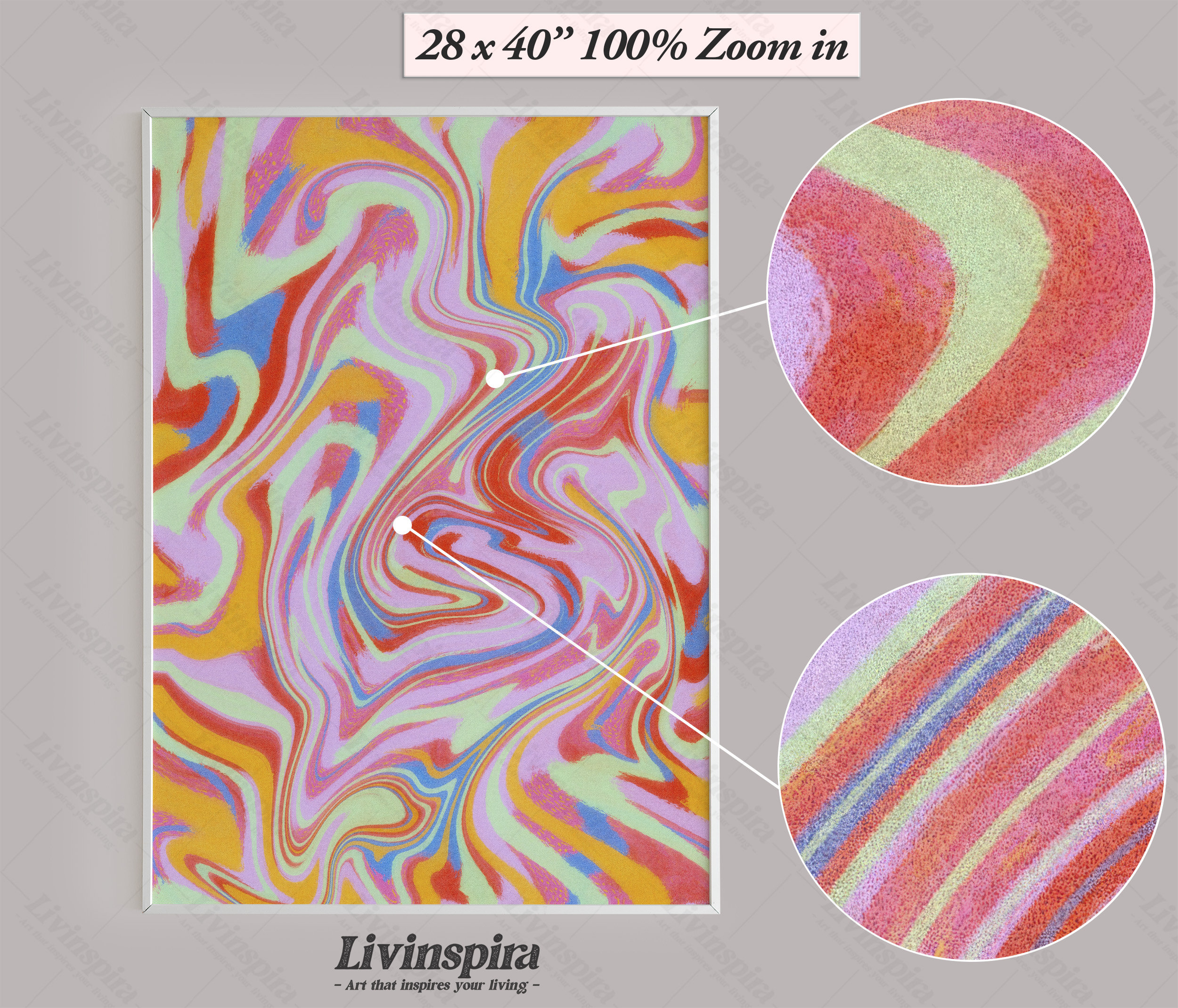 Retrowave Inspirierte Multicolor Kunst Zeitgenössische Wirbel & Wellen ...