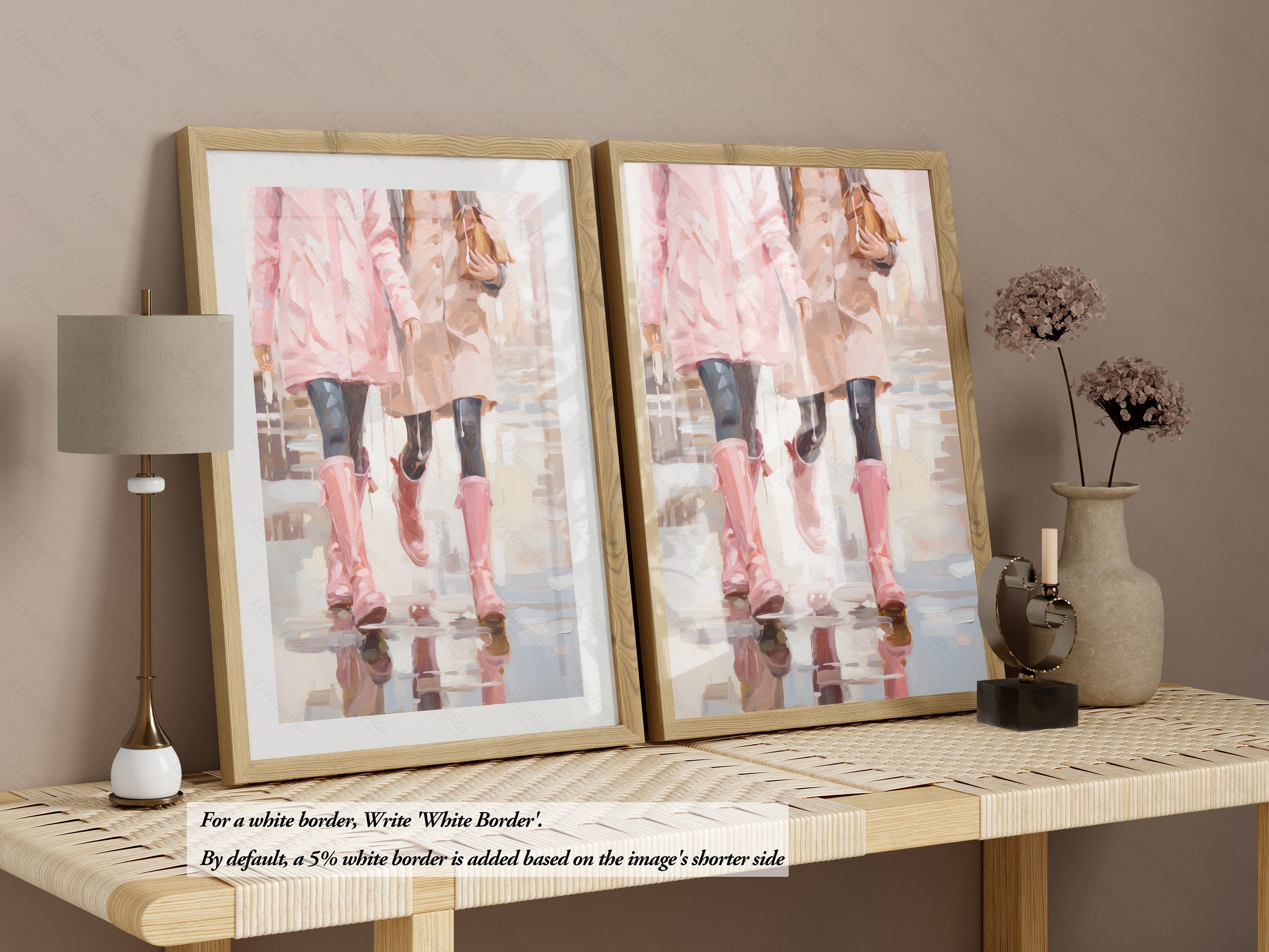 Childhood Adventures in Pink Oil Painting Urban Rainy Exploration ...