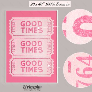 Pink Retro Wall Art for Living Rooms GOOD TIMES Poster Frame | Indie ...