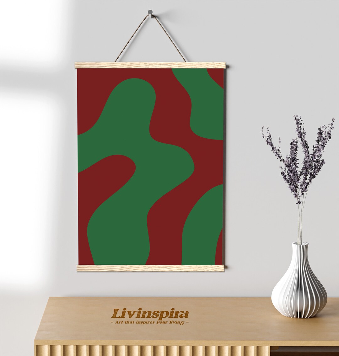 Abstract Wavy Design, Red N Green Tone, Modern Wallart, Christmas ...