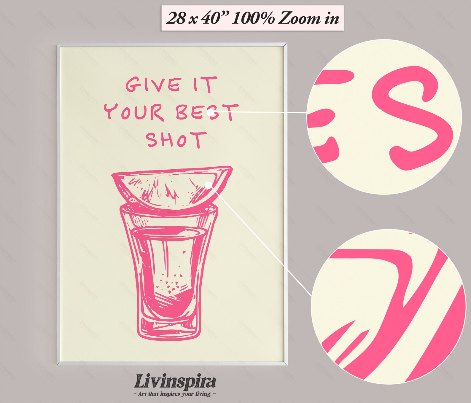 Motivational Beverage Art, Give It Your Best Shot Quote, Bold Pink N ...