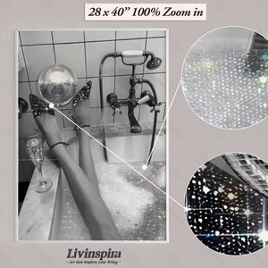 Glittery Bathtub With Disco Ball Poster | Bath Time Relaxation Print ...