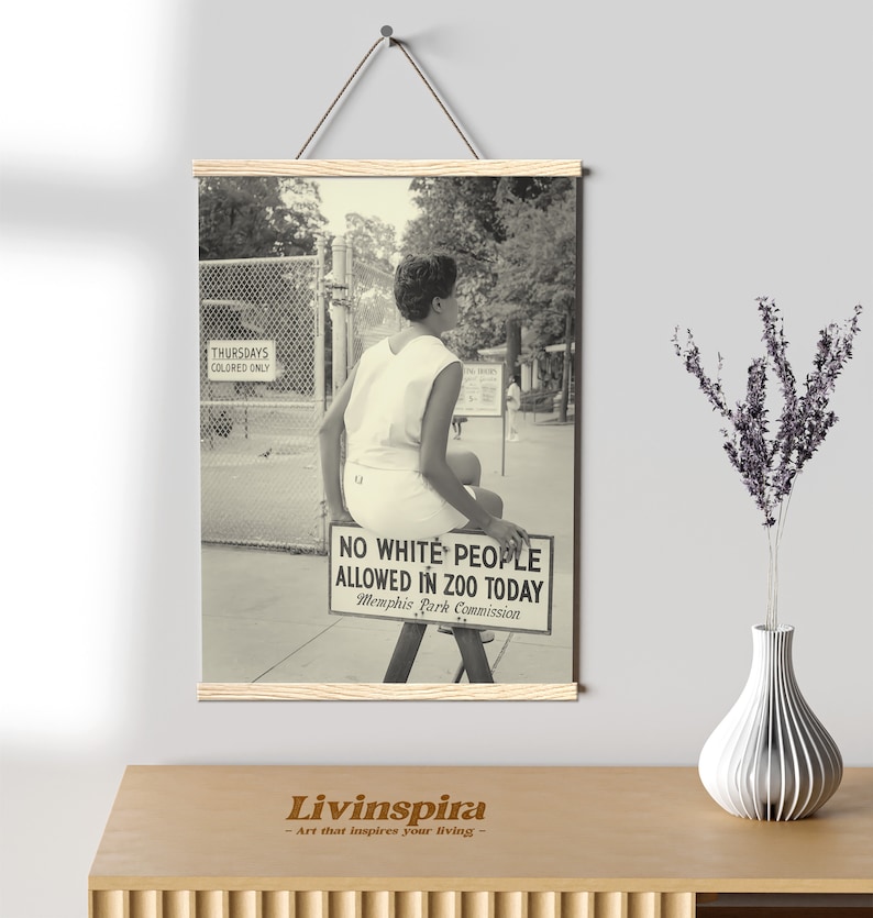 Historic Snapshot | Woman Observing Segregation Sign | Reflection of ...