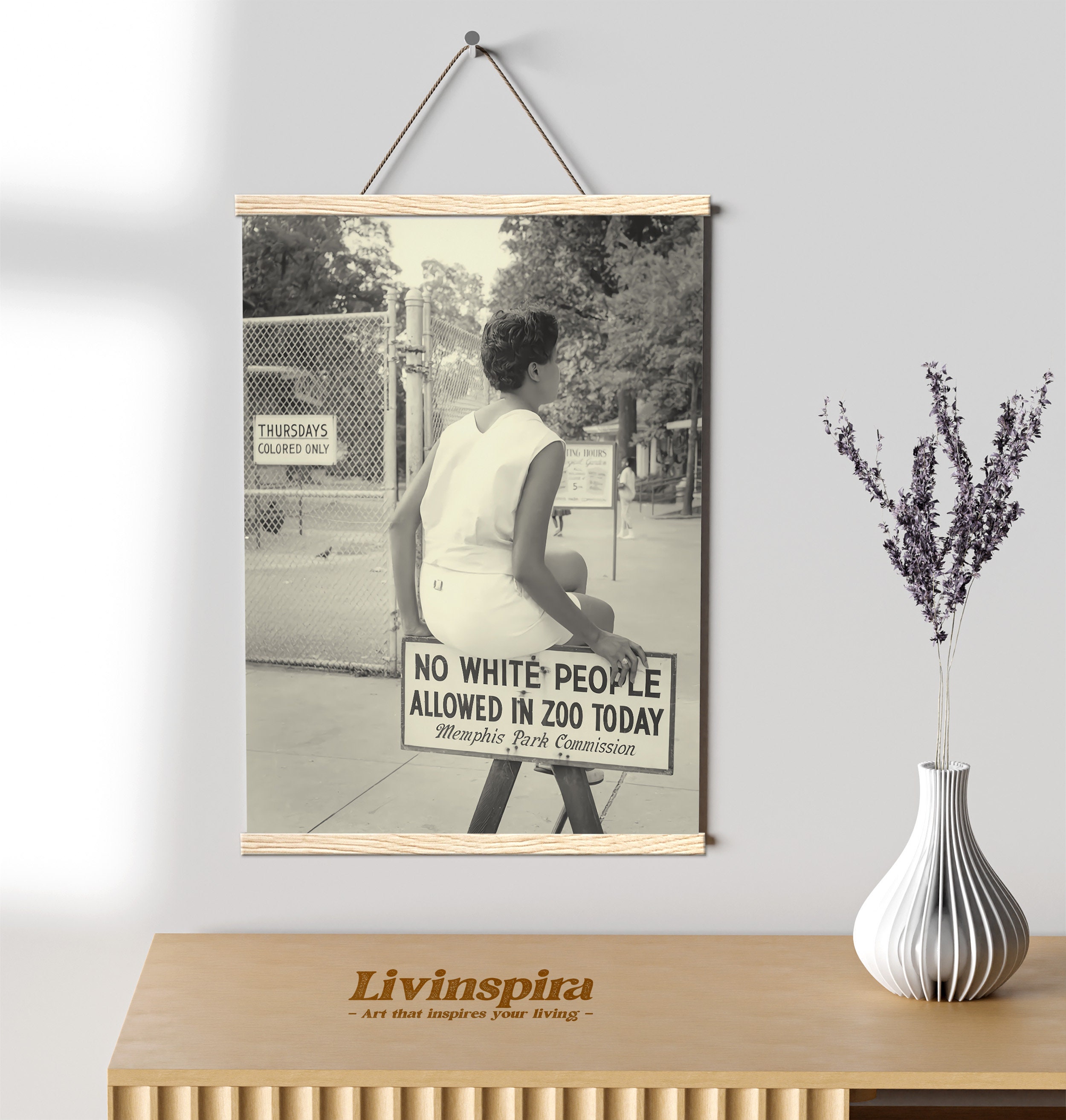 Historic Snapshot | Woman Observing Segregation Sign | Reflection of ...