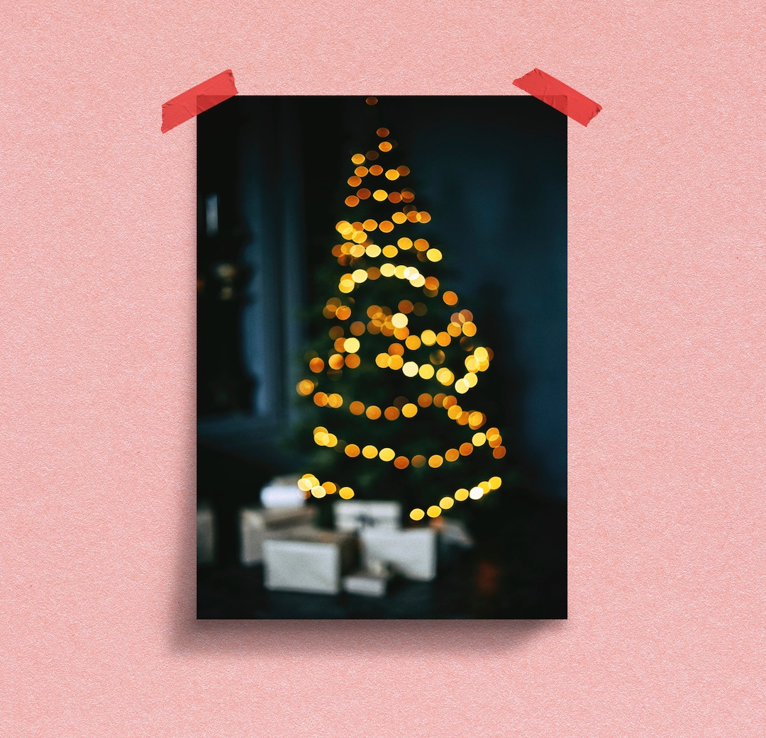 Abstract Christmas Tree Print | Whimsical Holiday Lights Poster ...