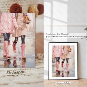 Girls in Pink | Rainy Day Reflections Oil Painting | Preppy Style City ...