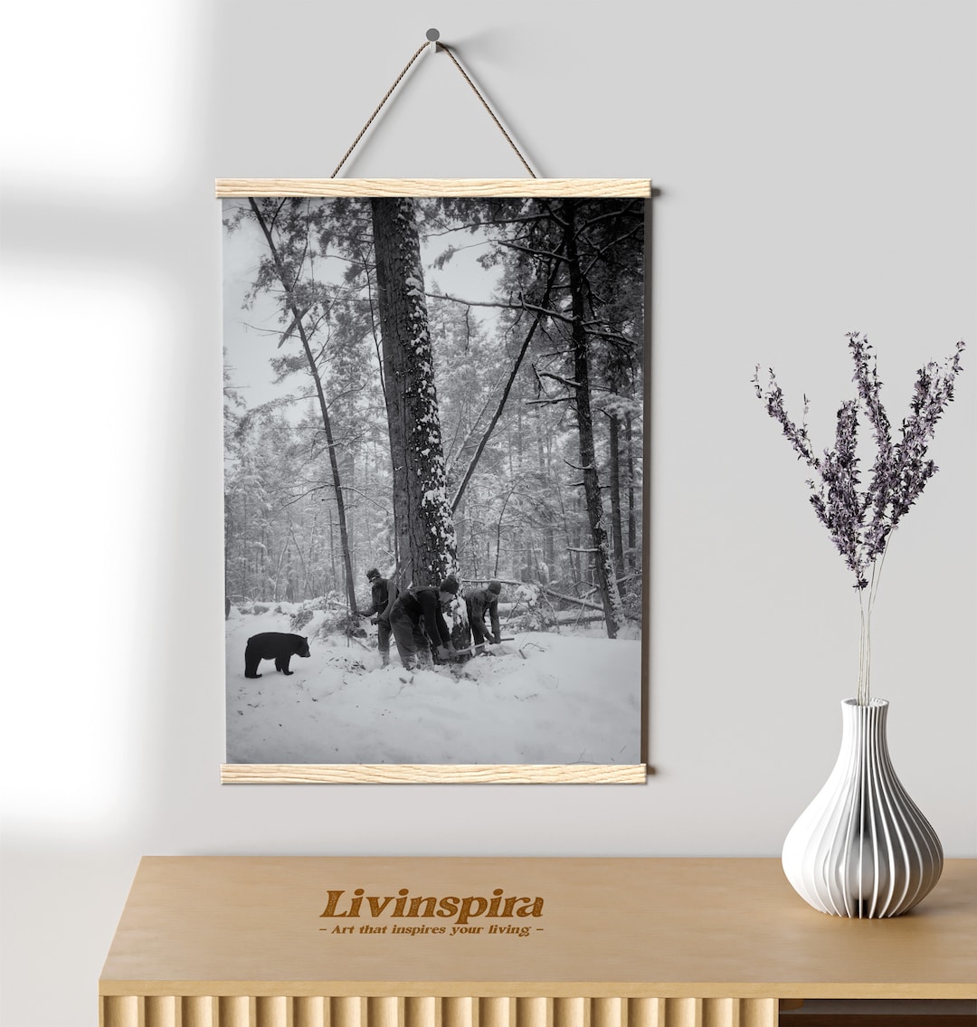 Vintage Logging Photo | Wintery Scene Historic Logging Picture | Black ...