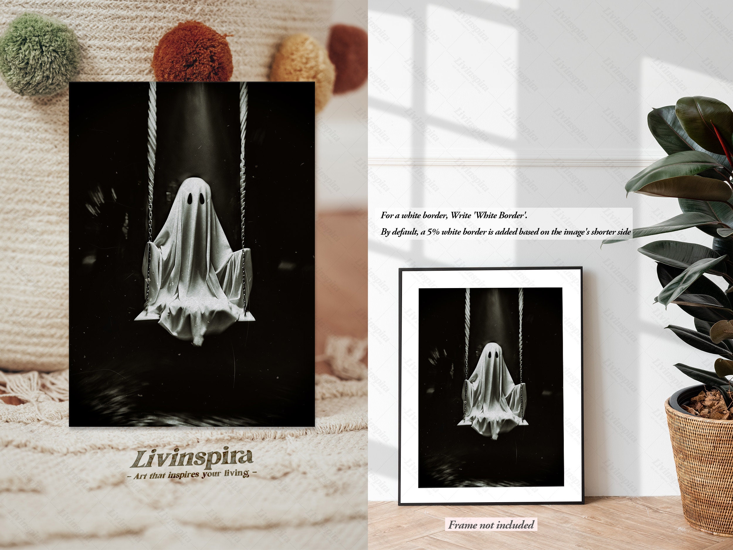 Spooky Ghost on Swing Poster | Ethereal Presence for Haunting Home ...