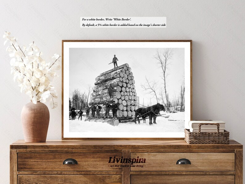 Vintage Black and White Logging in Snow Scene | Historic Lumberjacks ...