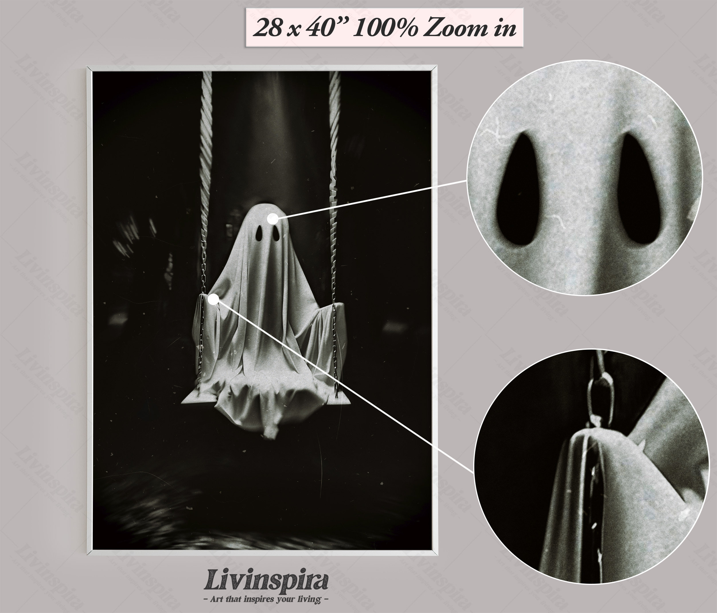 Spooky Ghost on Swing Poster | Ethereal Presence for Haunting Home ...