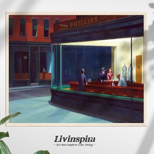 Edward Hopper Print - Nighthawks Famous Painting Classic Diner Art ...