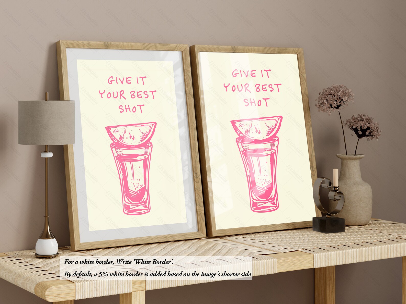 Motivational Beverage Art, Give It Your Best Shot Quote, Bold Pink N ...