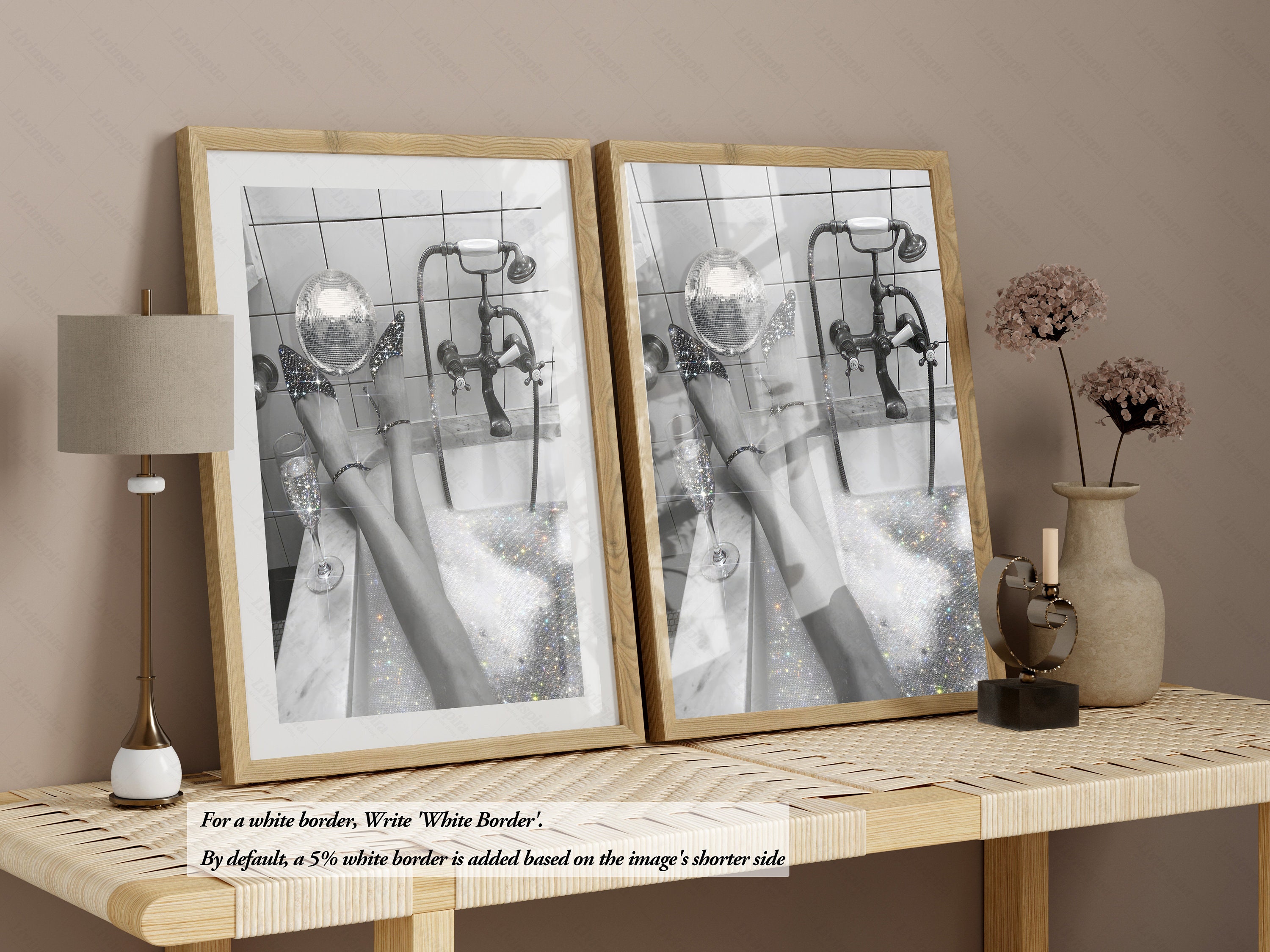 Disco Ball Bath Time Luxury Foot Soak Poster | Glittery Bathtub Framed ...