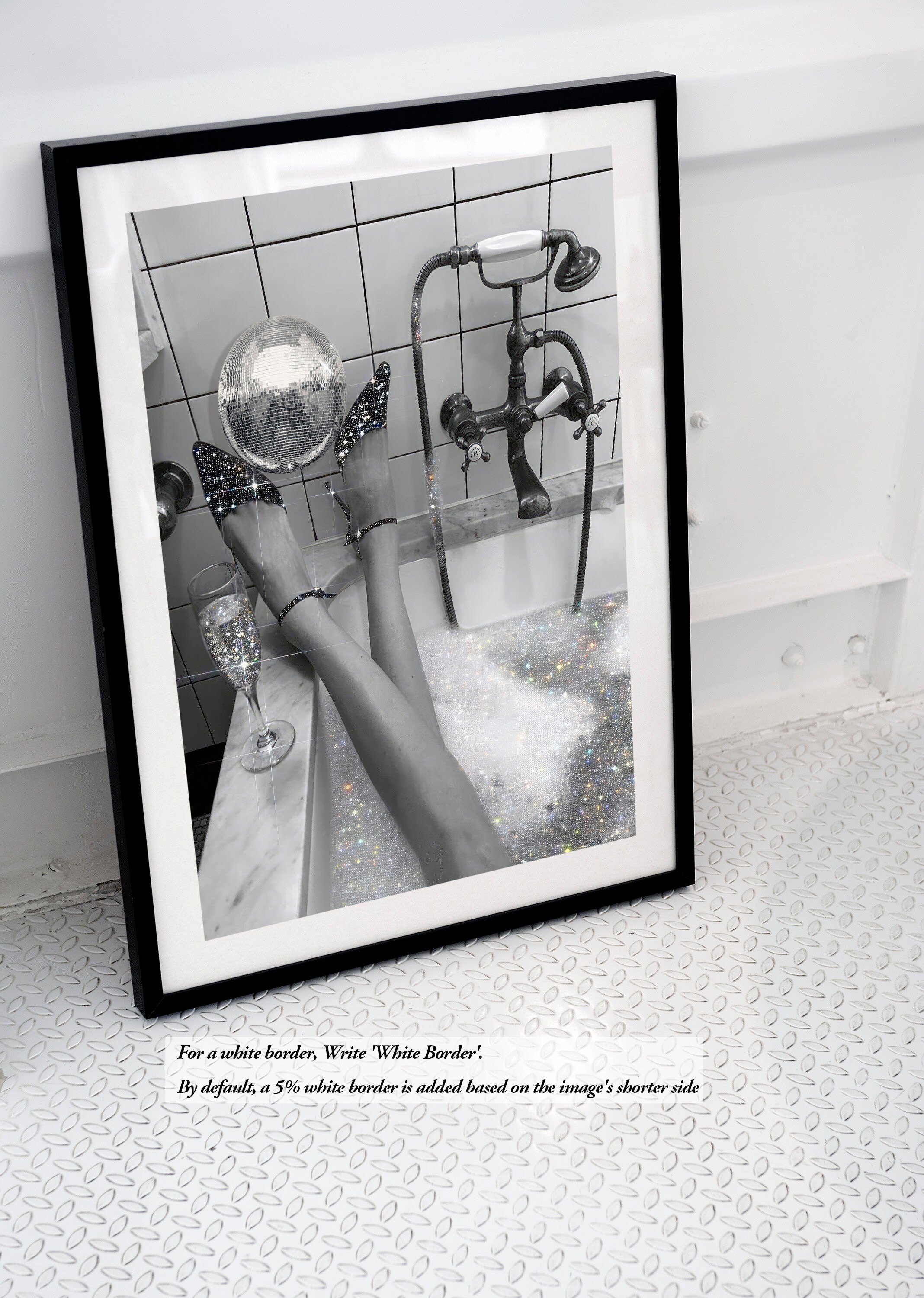 Disco Ball Bath Time Luxury Foot Soak Poster | Glittery Bathtub Framed ...