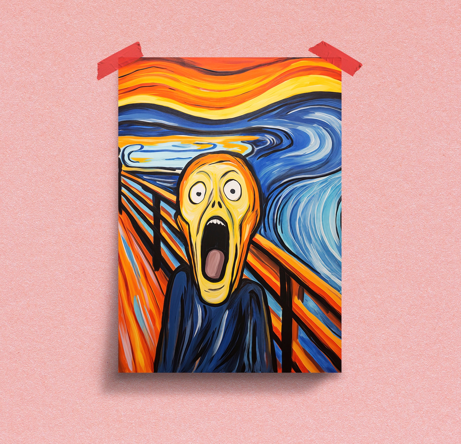 Edvard Munch Inspired Vibrant Scream Painting Funny Art Print ...