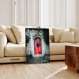 Festive Red Door Poster | Classic Christmas Wreath Print, Welcoming ...