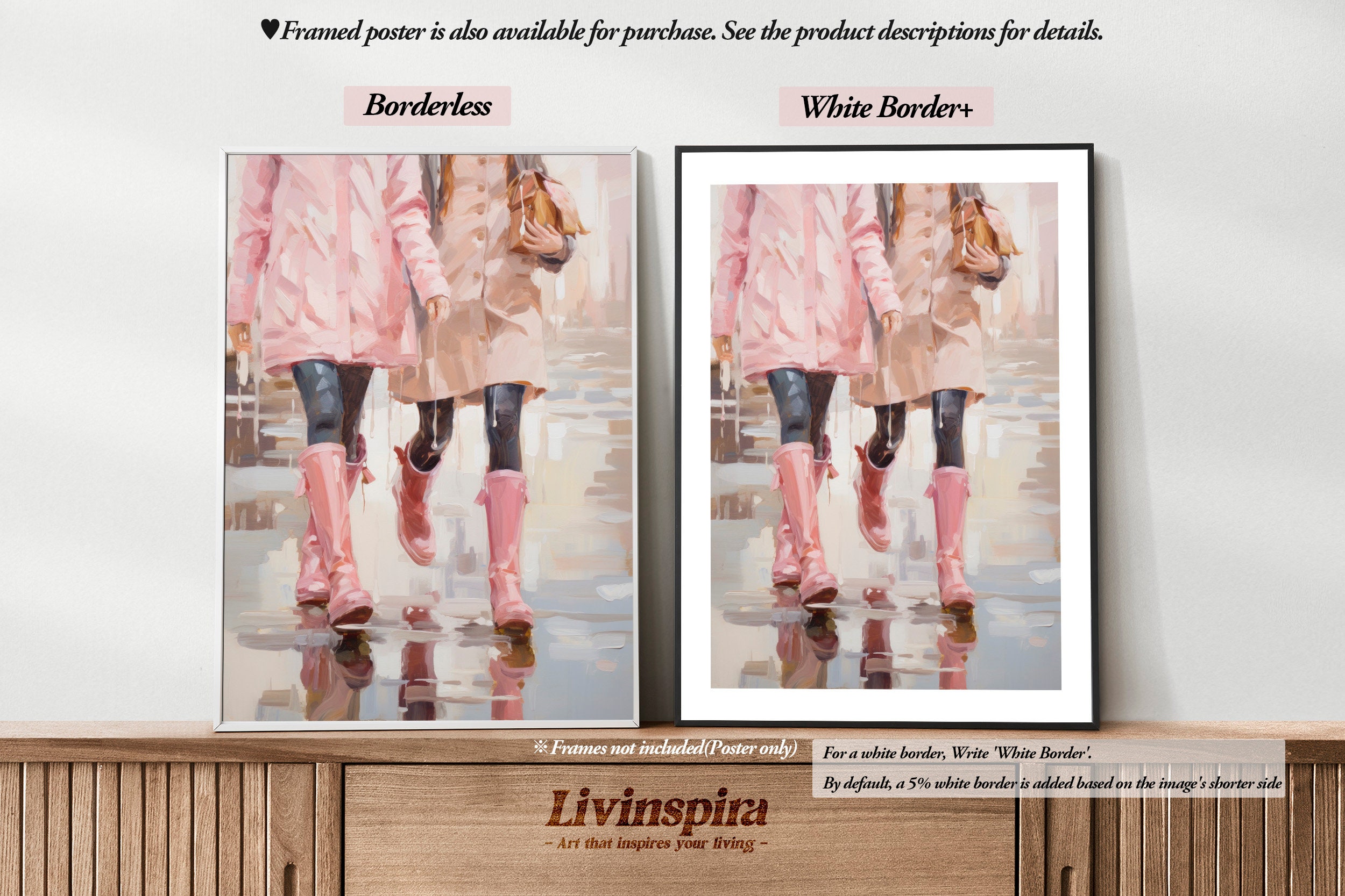 Girls in Pink | Rainy Day Reflections Oil Painting | Preppy Style City ...