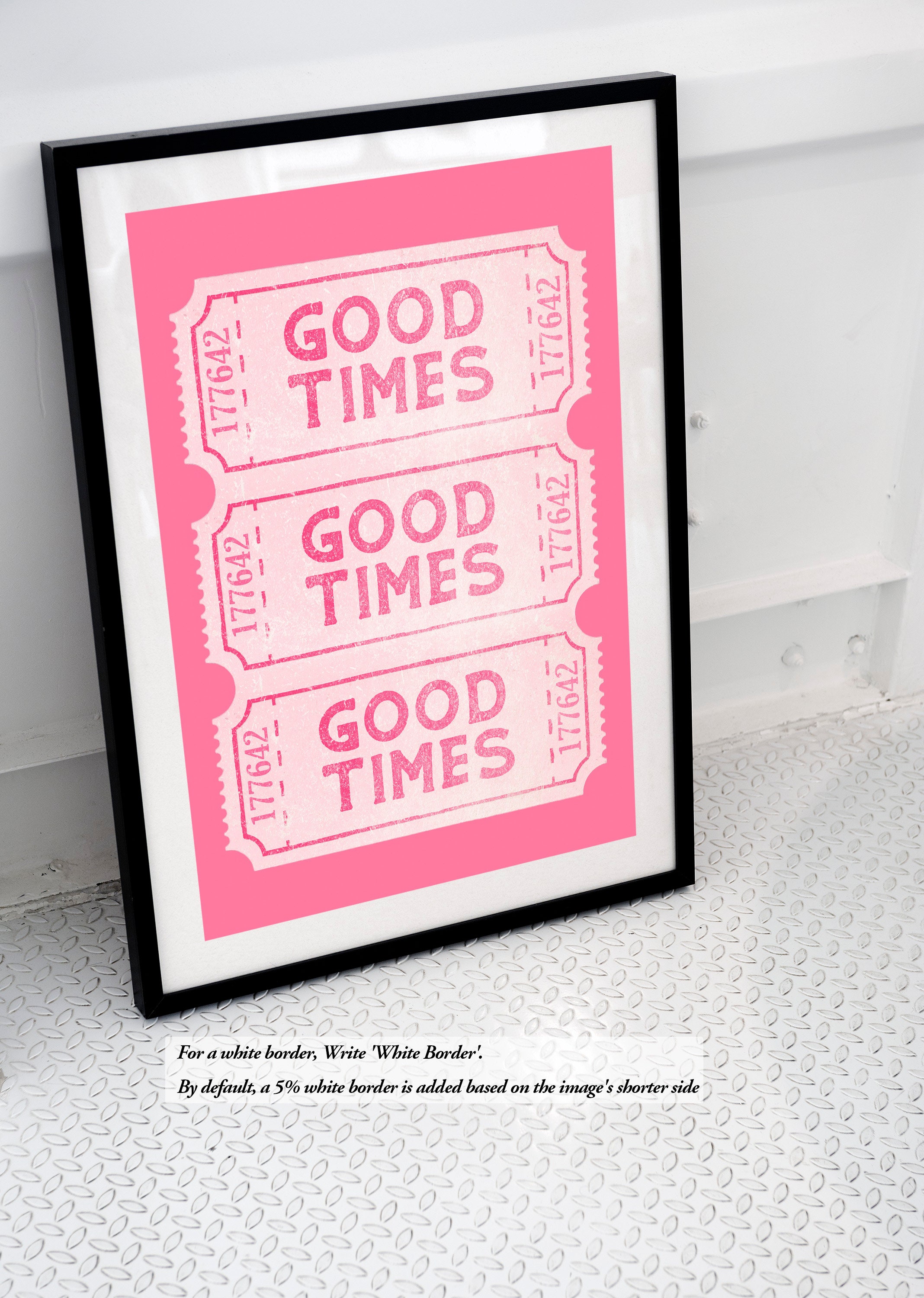 Pink Retro Wall Art for Living Rooms GOOD TIMES Poster Frame Indie ...