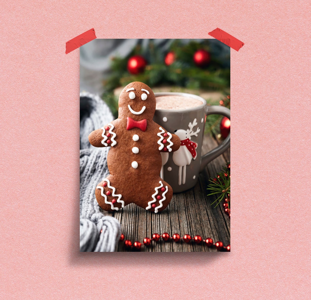 Happy Gingerbread Man Poster | Sweet Holiday Treat Print for Whimsical ...
