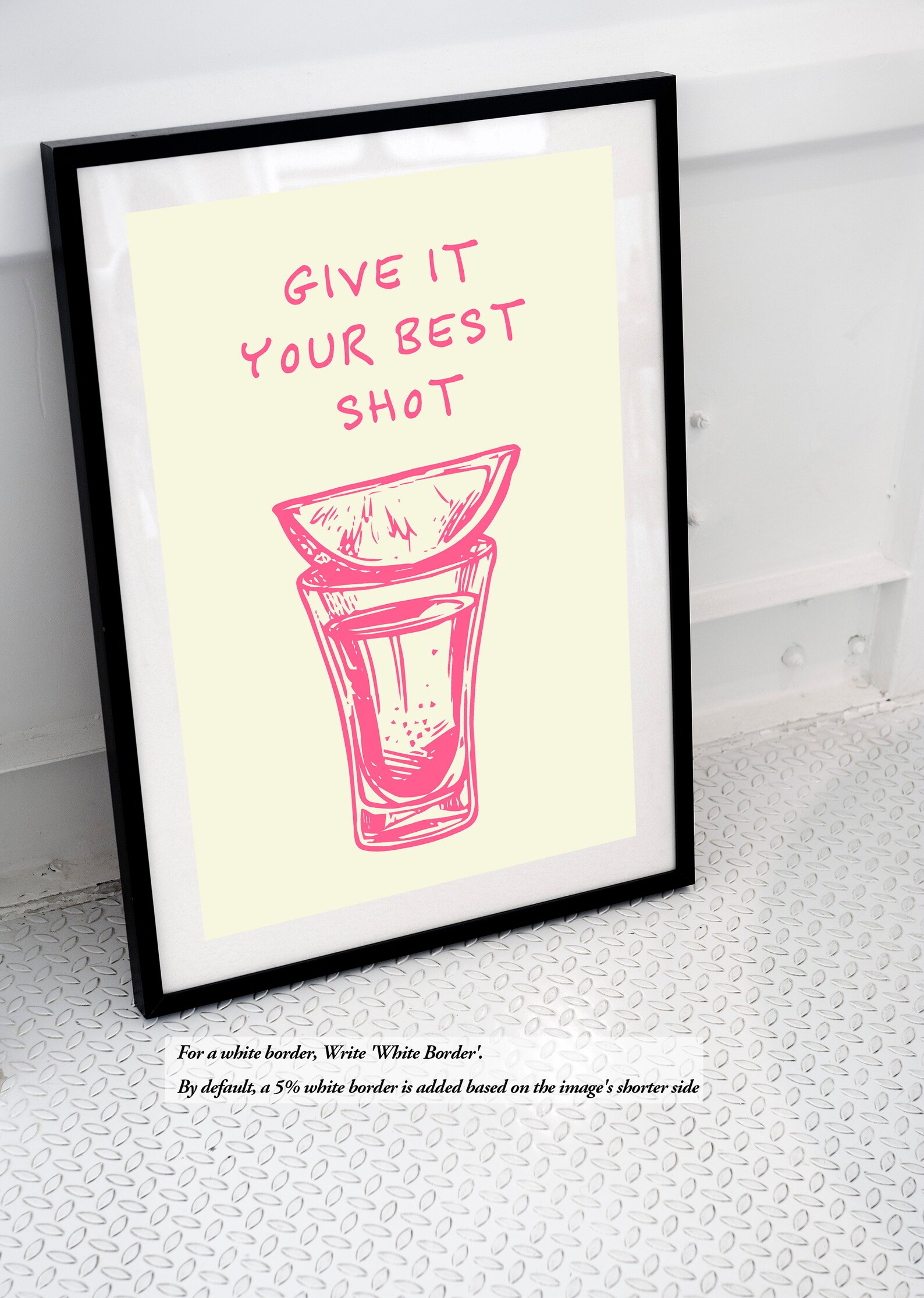 Motivational Beverage Art, Give It Your Best Shot Quote, Bold Pink N ...