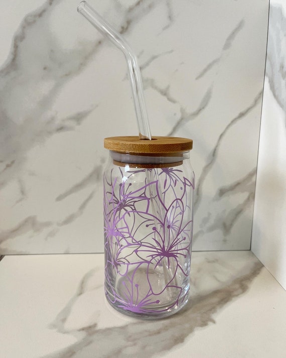 Lily Flowers Cup Lily Glass Can Lillies Personalized Cup | Etsy